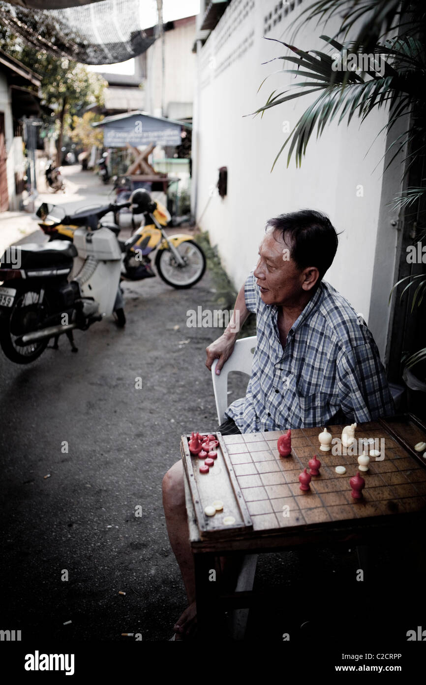 Thai Chess "Makruk", Play beside small street in the village, Lampang ...