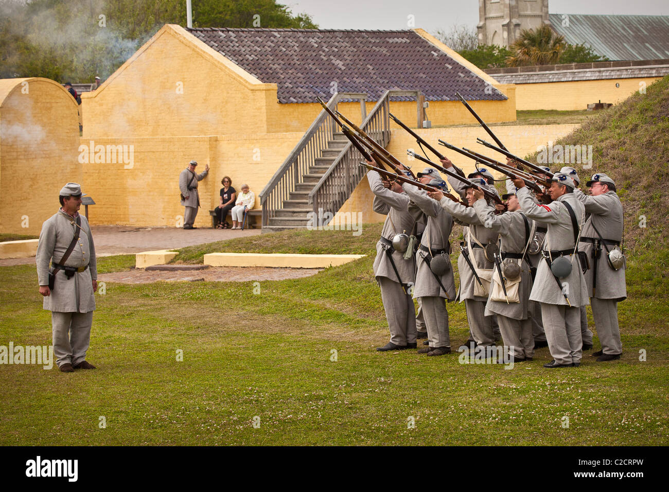 Confederate re-enactors drill and fire inside Fort Moultrie Charleston ...