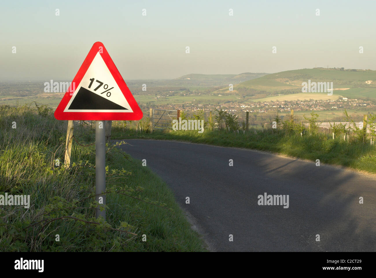 Gradient slope road sign hi-res stock photography and images - Alamy