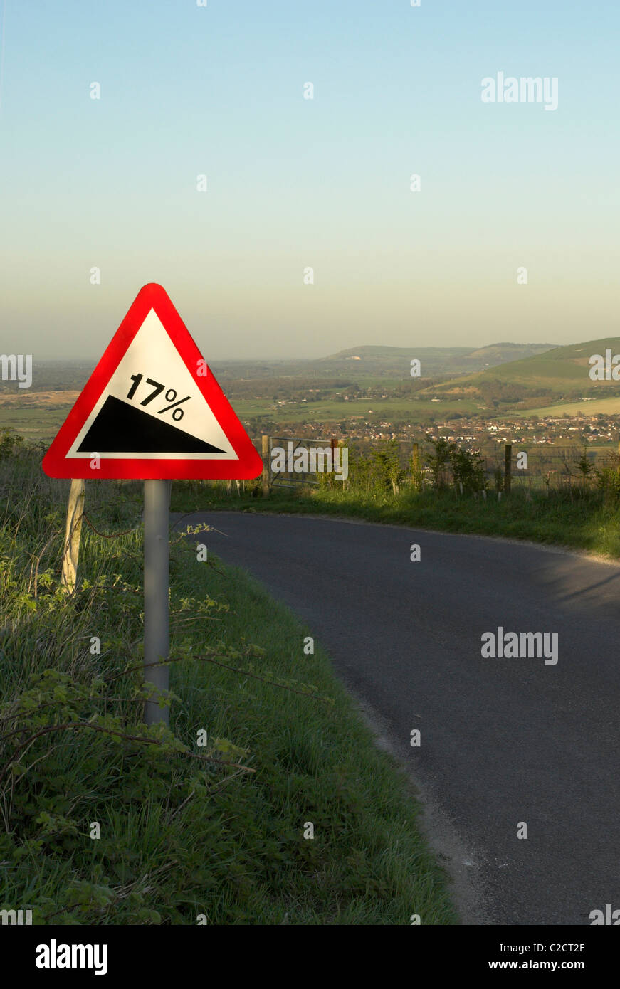 Gradient slope road sign hi-res stock photography and images - Alamy