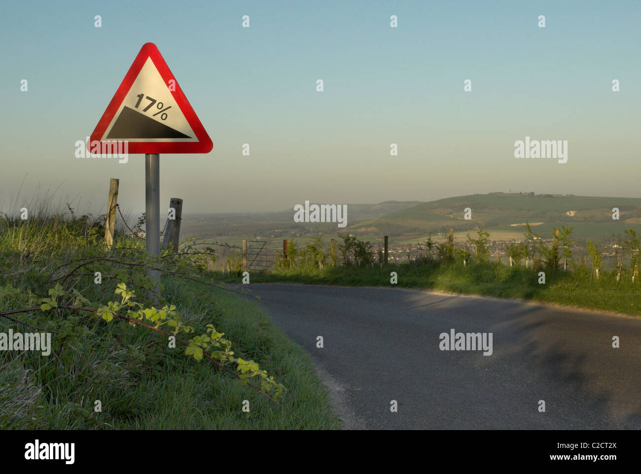 Gradient slope road sign hi-res stock photography and images - Alamy