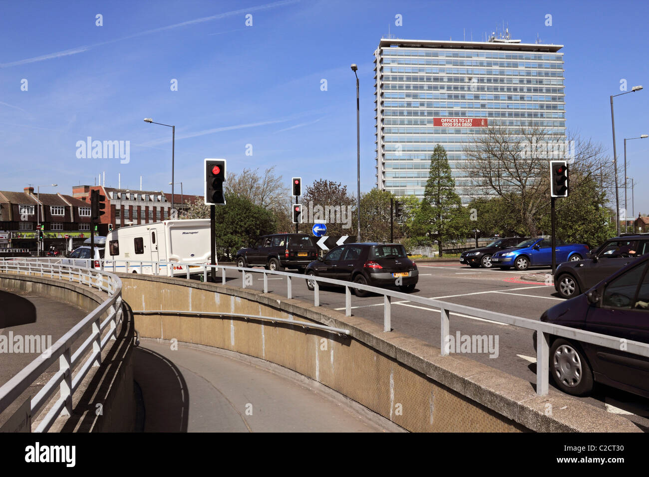 Tolworth Tower, roundabout and pedestrian underpass in Surbiton ...