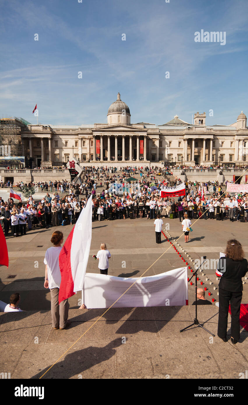 Polish demonstration, in front of National Gallery, Trafalgar Square ...