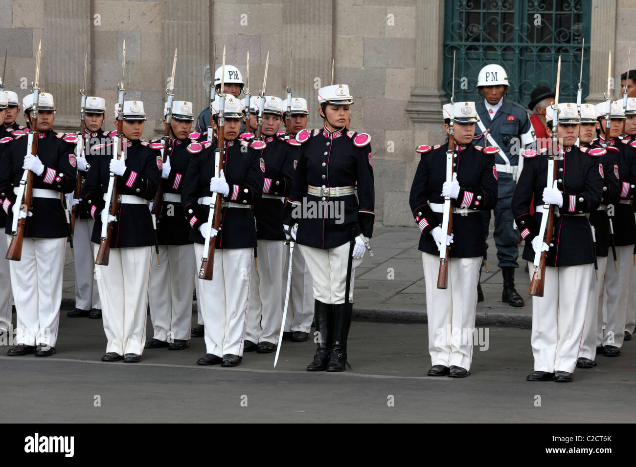 Female ceremonial guards on parade during July 16th anniversary ...