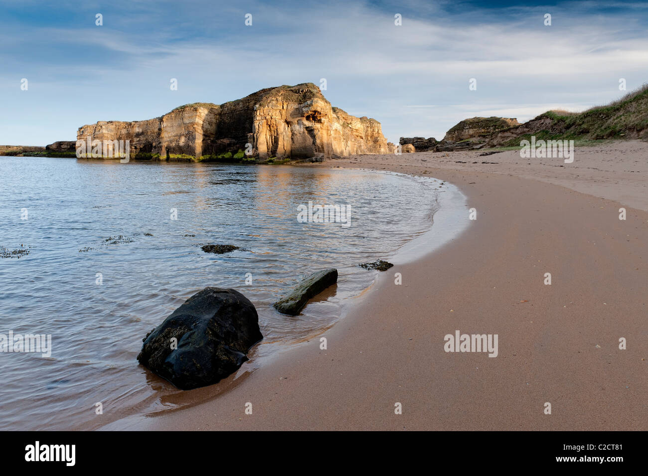 The Northumberland coast looking south to the cliffs of Rumbling Kern ...