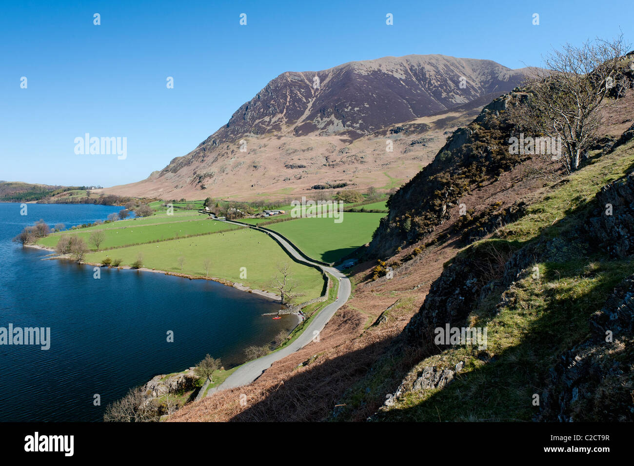 The view north from Rannerdale Knotts above Crummock Water Stock Photo ...