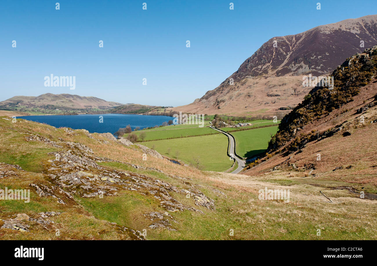 The view north from Rannerdale Knotts above Crummock Water Stock Photo ...