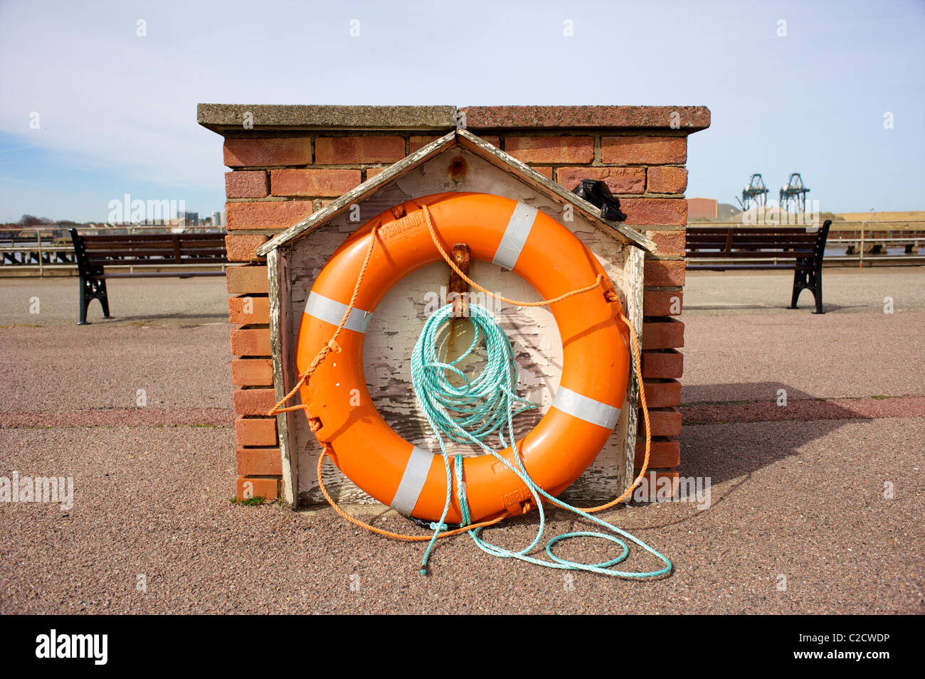 A Orange life preserver Stock Photo - Alamy