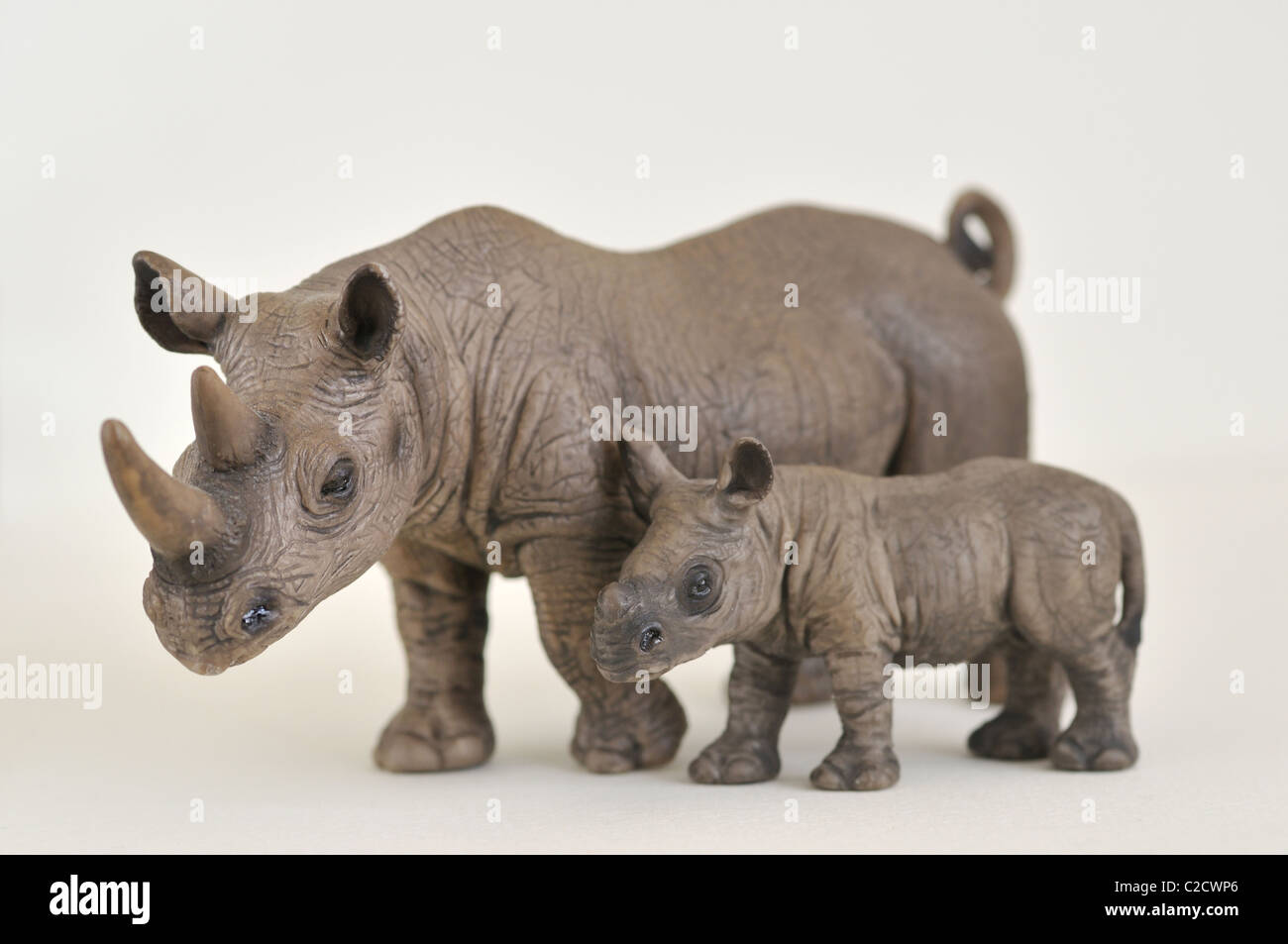 Rhinoceros animal toys plastic figurines (rhinoceros female with a baby ...