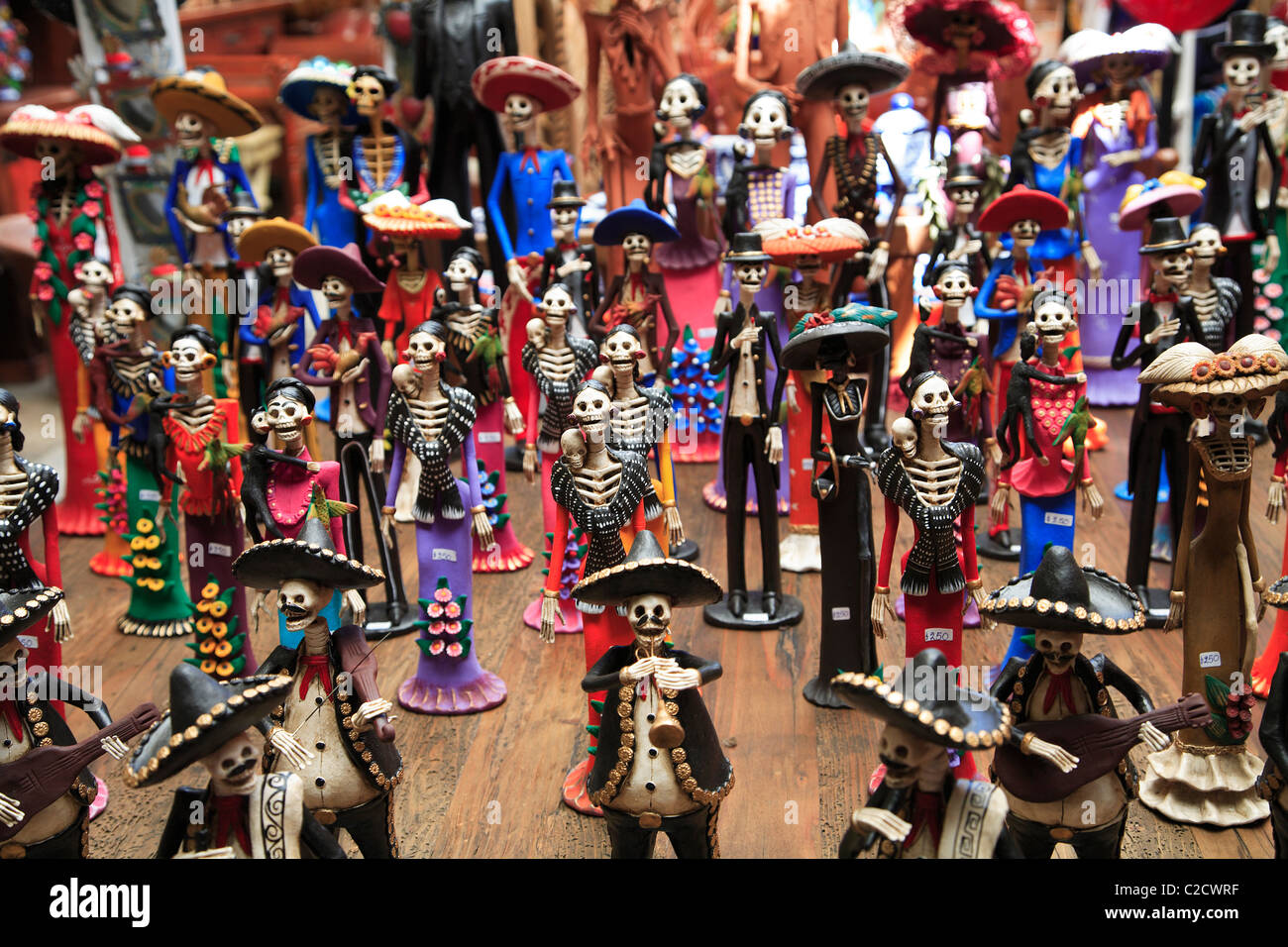 Day of the Dead skeletons, folk art, Patzcuaro, Michoacan state, Mexico ...