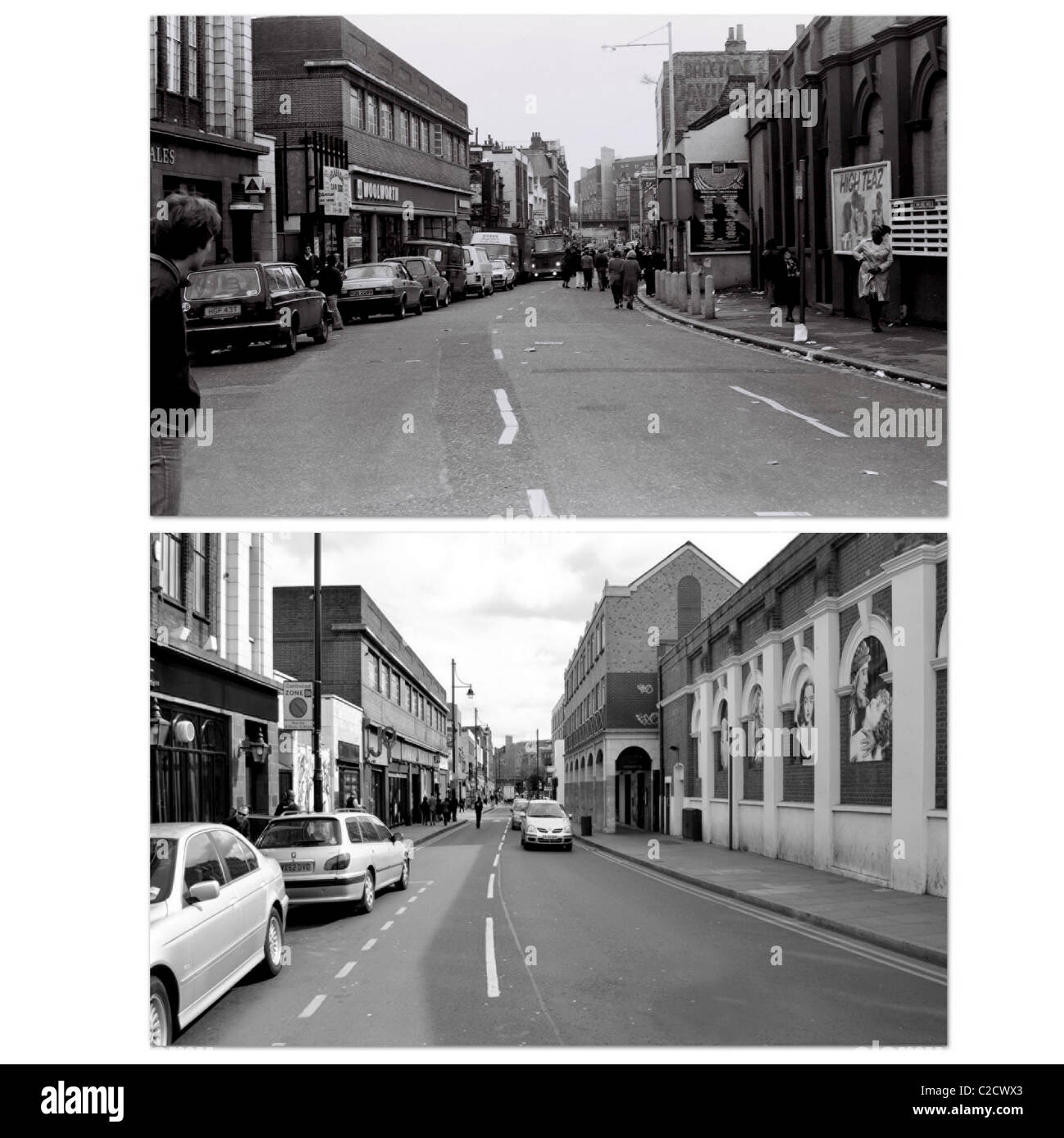 Coldharbour Lane, Brixton London SW9 looking towards Woolworths the ...