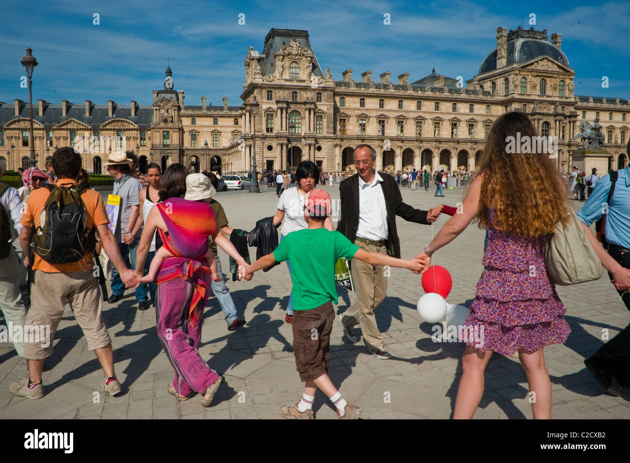 Paris, France, Families Protesting Against Nuclear Energy, Human Chain ...