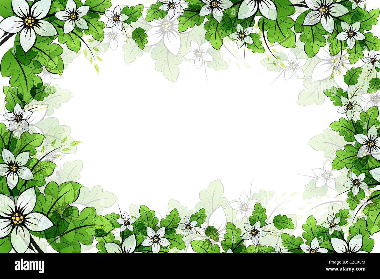 Flower frame with leaves for your design Stock Photo - Alamy