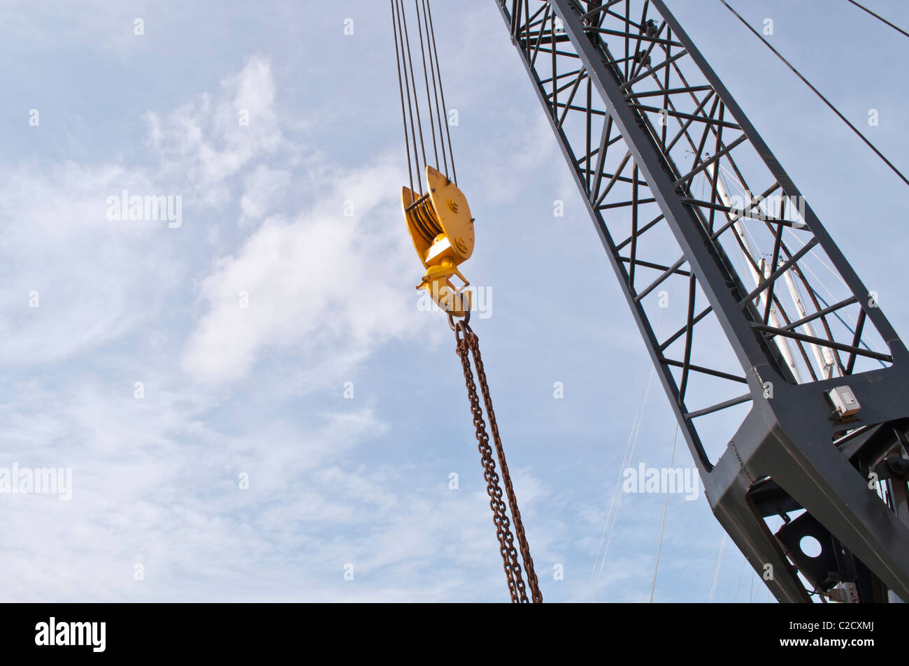 Boat Yacht Crane detail Itchenor boatyard, Chichester harbour, Itchenor ...