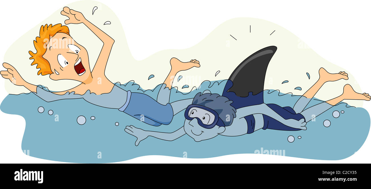 Illustration of a Guy Pretending to be a Shark Stock Photo - Alamy