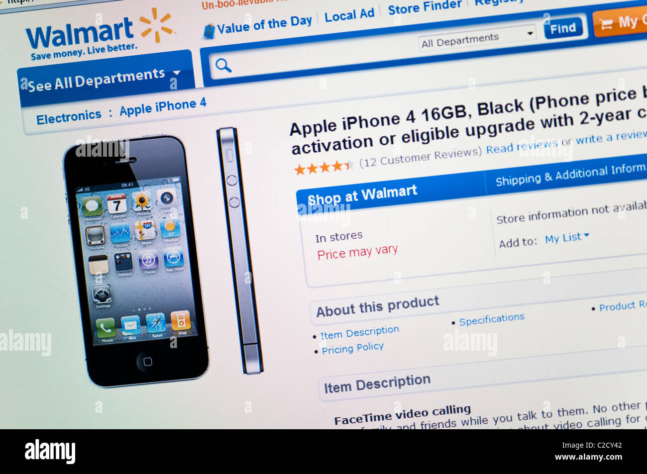 Walmart website screenshot Stock Photo - Alamy