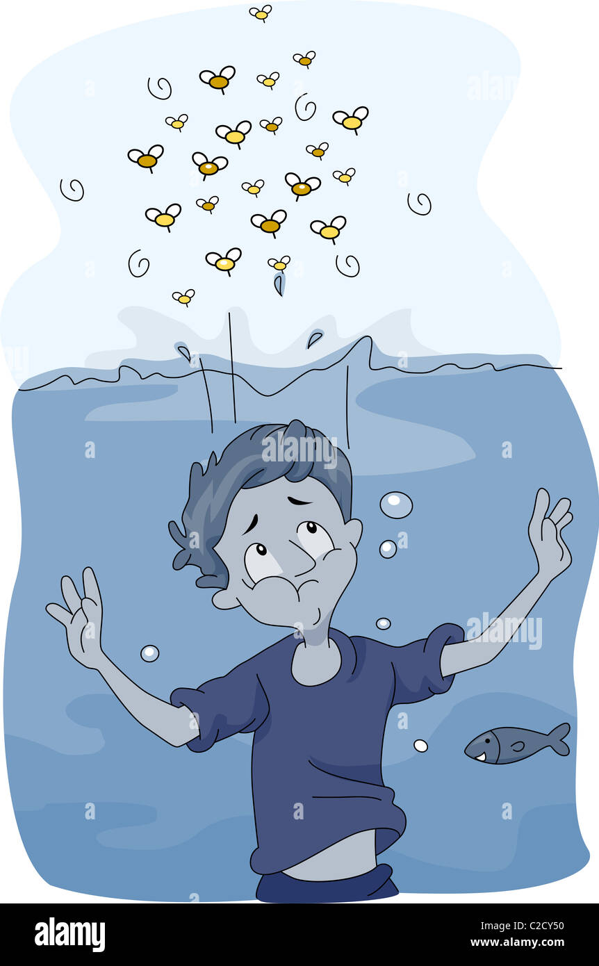 Illustration of a Boy Being Hunted Down by Bees Stock Photo - Alamy