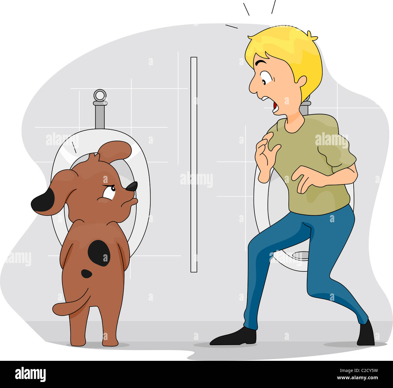 Illustration of a Dog Peeing on a Urinal Stock Photo - Alamy