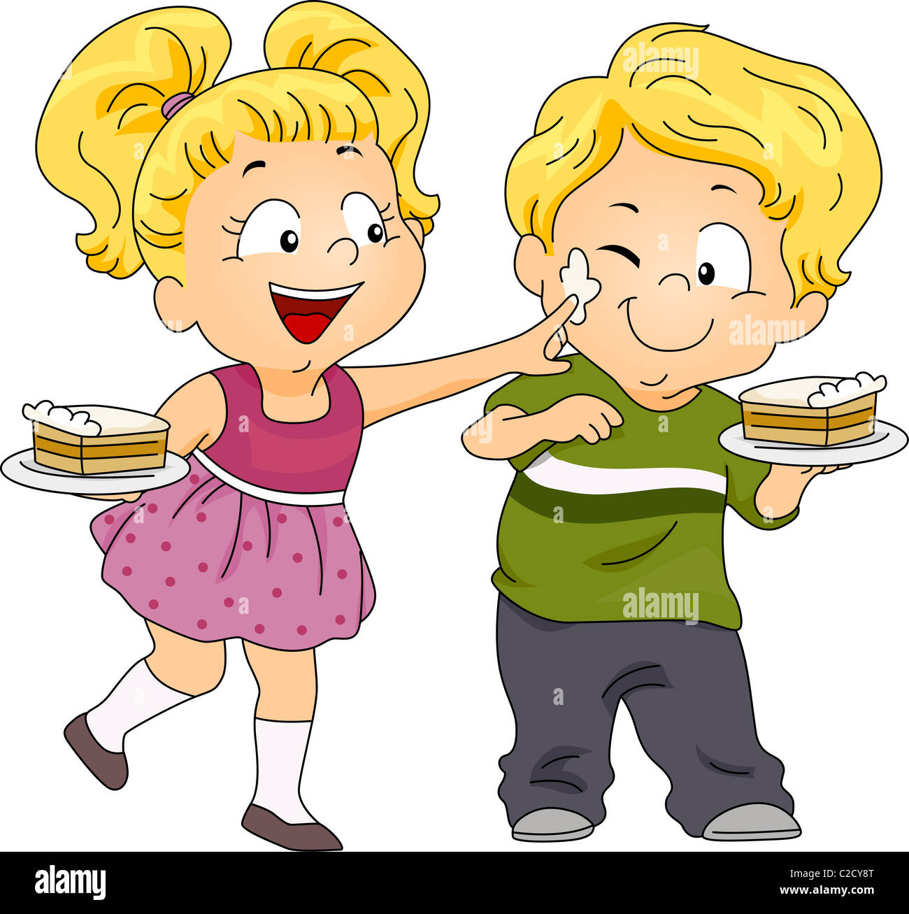 Illustration of Kids Playing with Icing Stock Photo - Alamy
