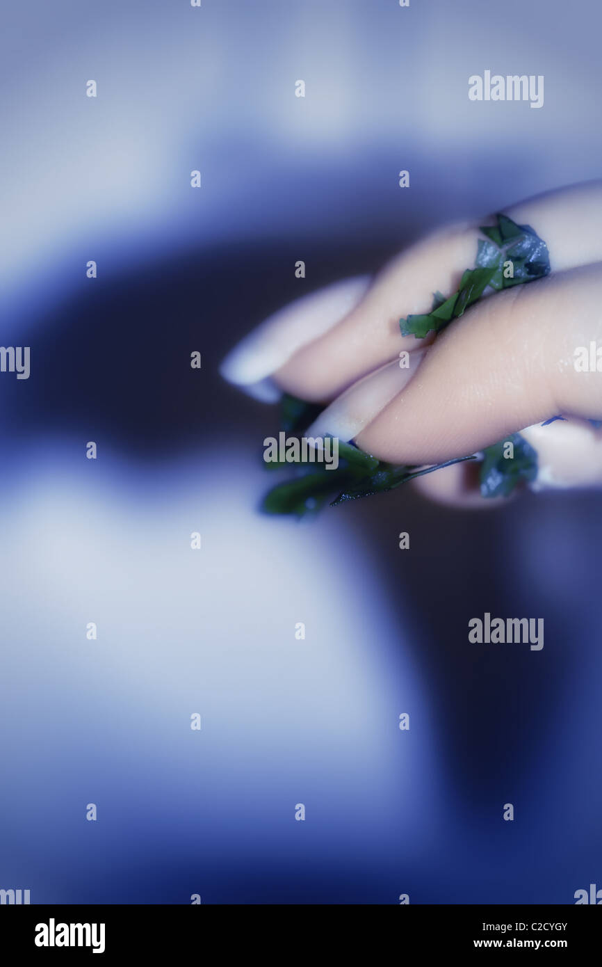 Hand adding ingredients Stock Photo - Alamy