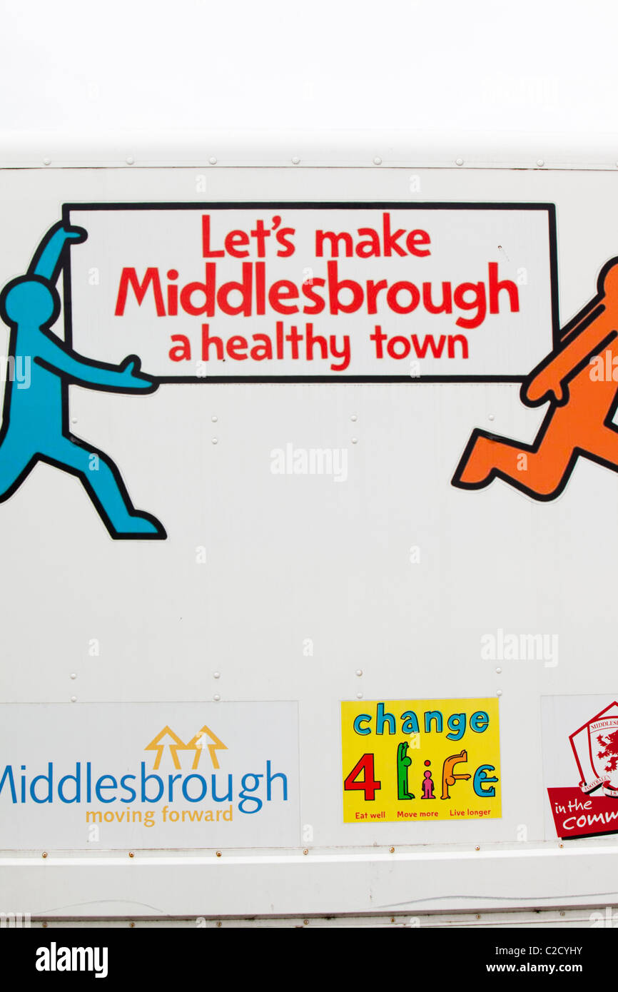 Signs about a healthy Middlesbrough initiative Stock Photo - Alamy