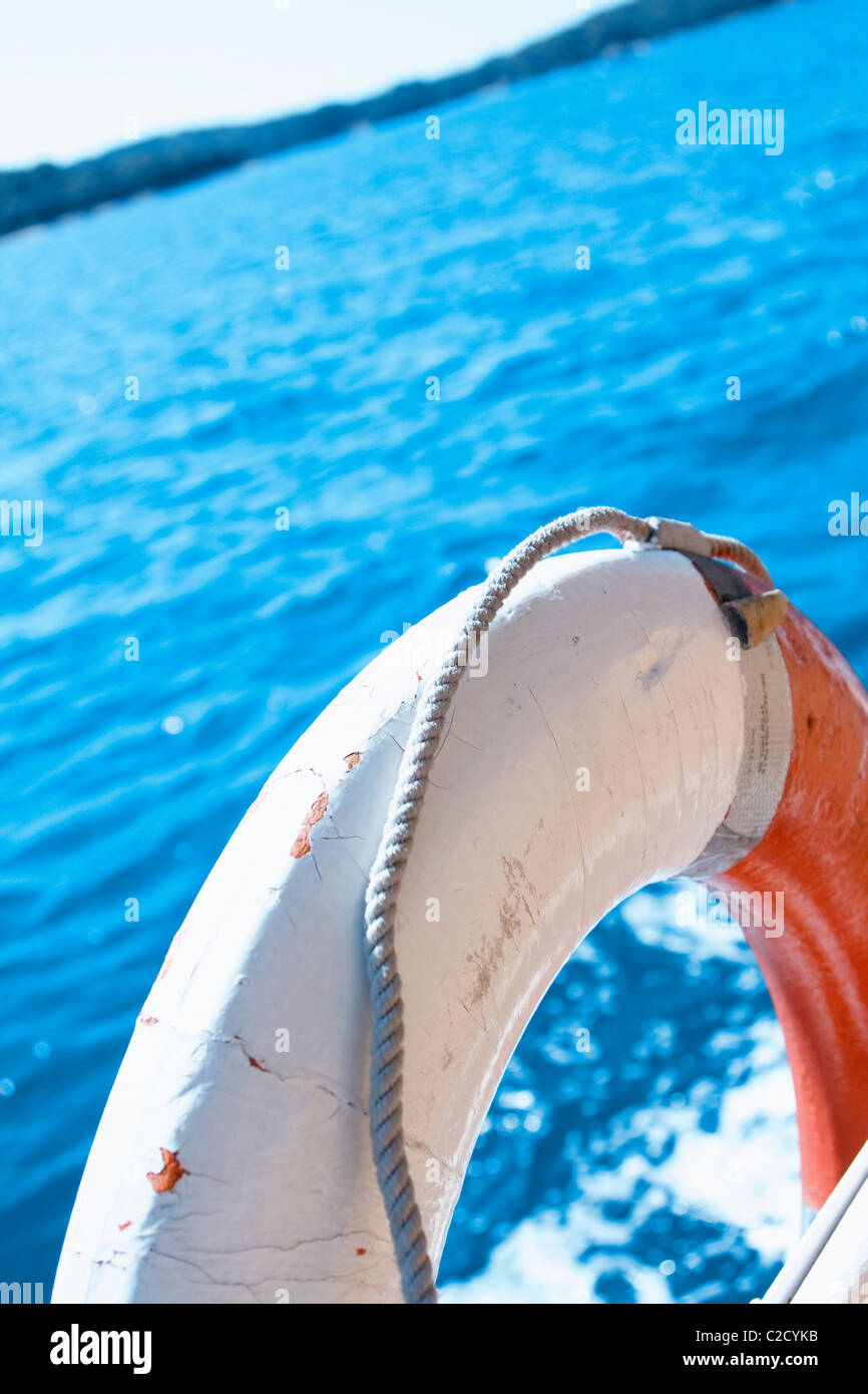 Lifesaver on the boat deck Stock Photo - Alamy