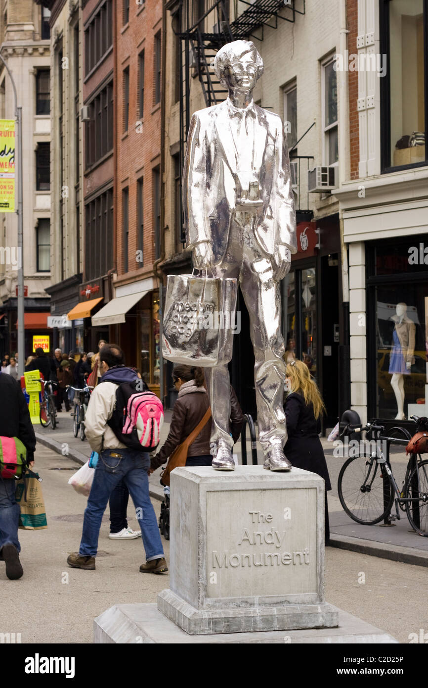 "The Andy Monument" Chrome statue of Andy Warhol in the Chelsea ...
