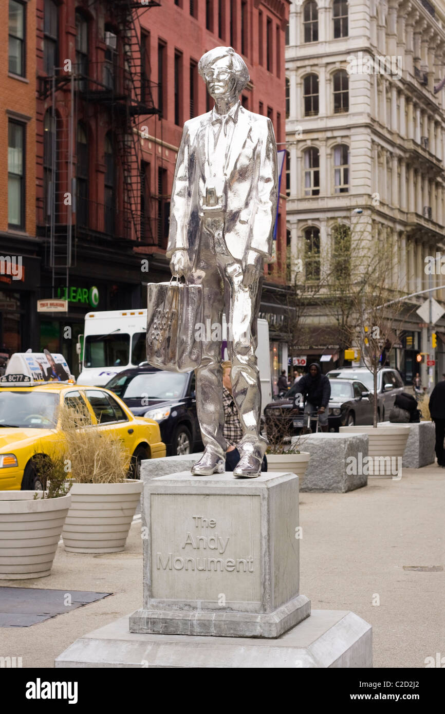 "The Andy Monument" Chrome statue of Andy Warhol in the Chelsea ...