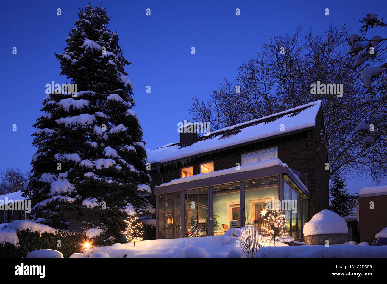 residential house with winter garden, single-family home, row house ...