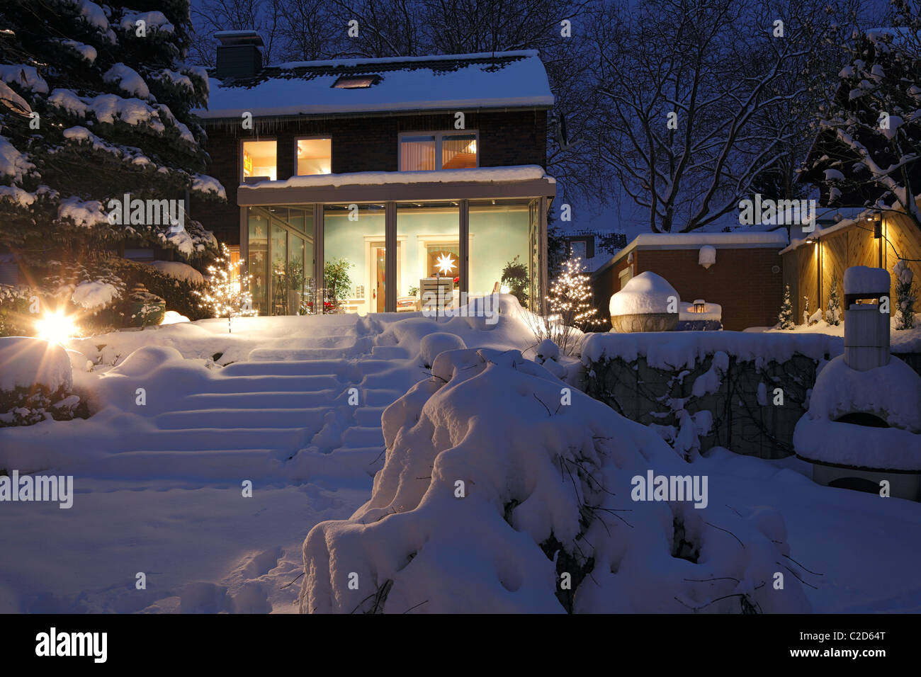 residential house with winter garden, single-family home, row house ...