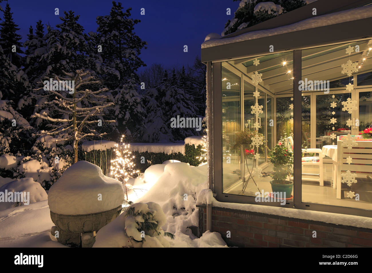 residential house with winter garden, single-family home, row house ...