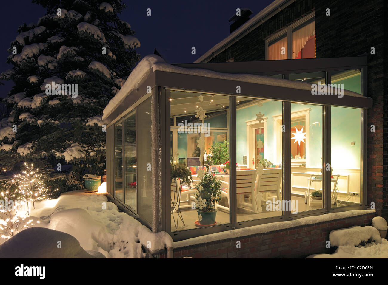residential house with winter garden, single-family home, row house ...
