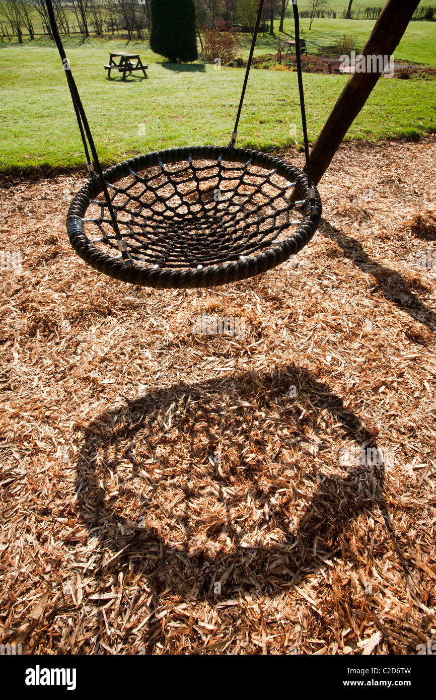 A swing seat at the HPB Bell End Farm in Rosedale, North York Moors, UK ...