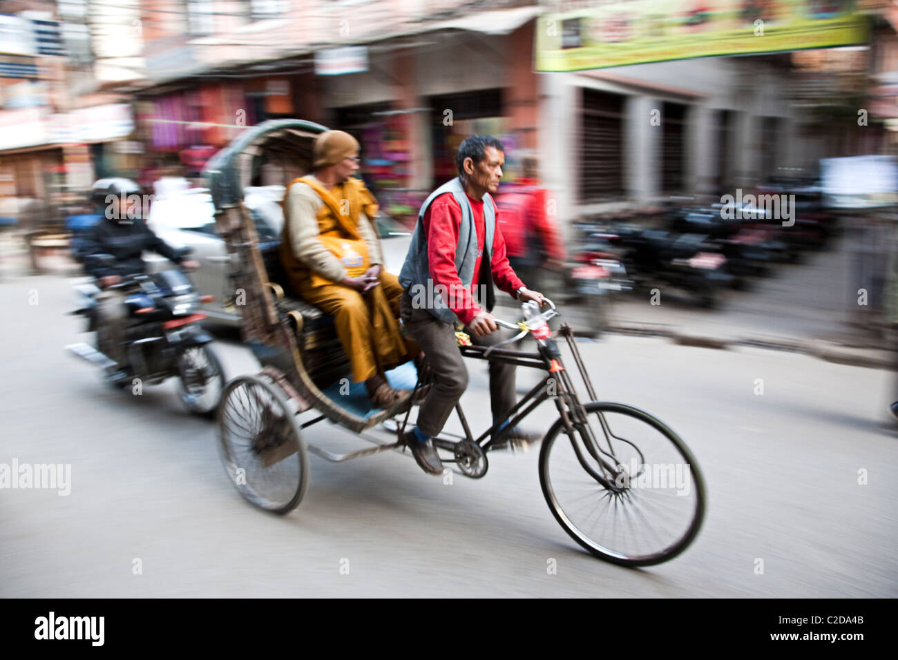 Rickshaws (or rickshas) in the street of Kathmandu. Nepal, Asia Stock ...