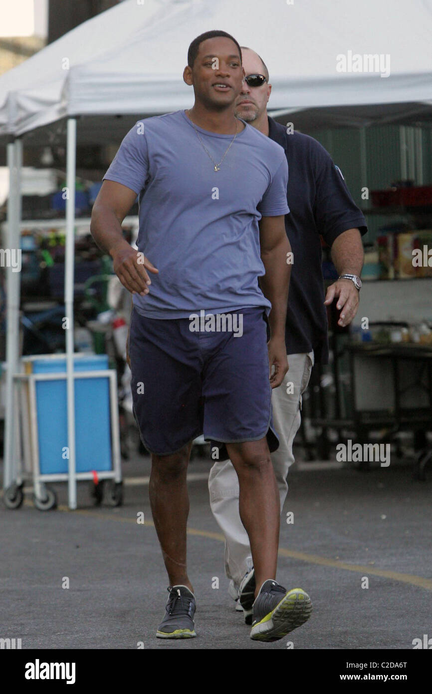 Will Smith on the film set for 'Hancock' Los Angeles, California - 12. ...