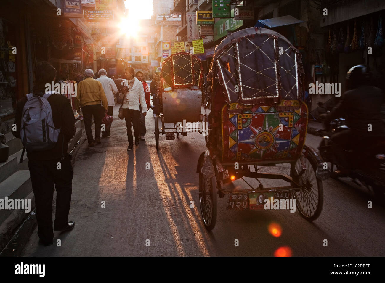 Rickshaws (or rickshas) in the street of Kathmandu. Nepal, Asia Stock ...