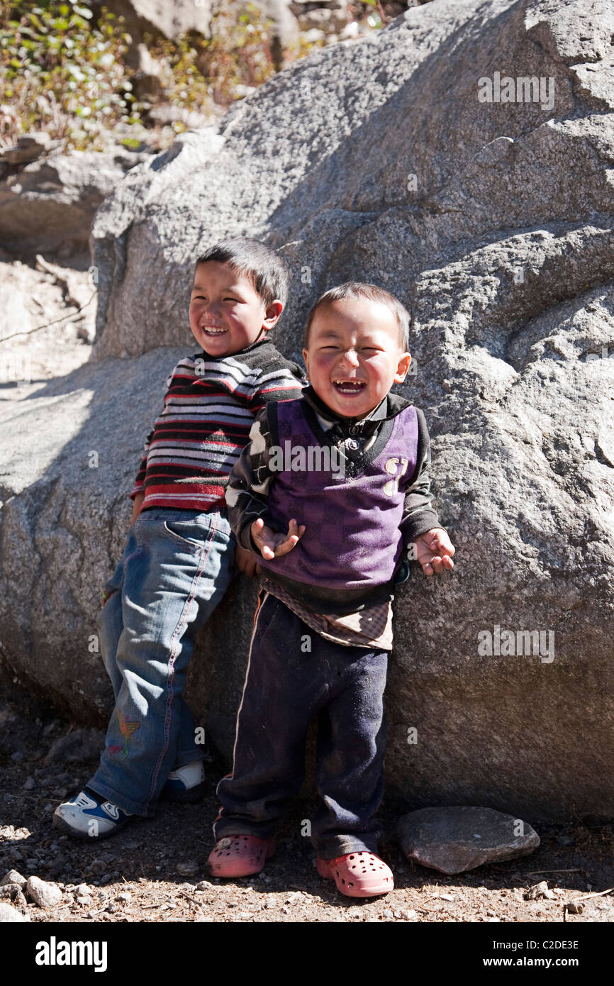Nepali Children. Himlayan region. Nepal, Asia Stock Photo - Alamy