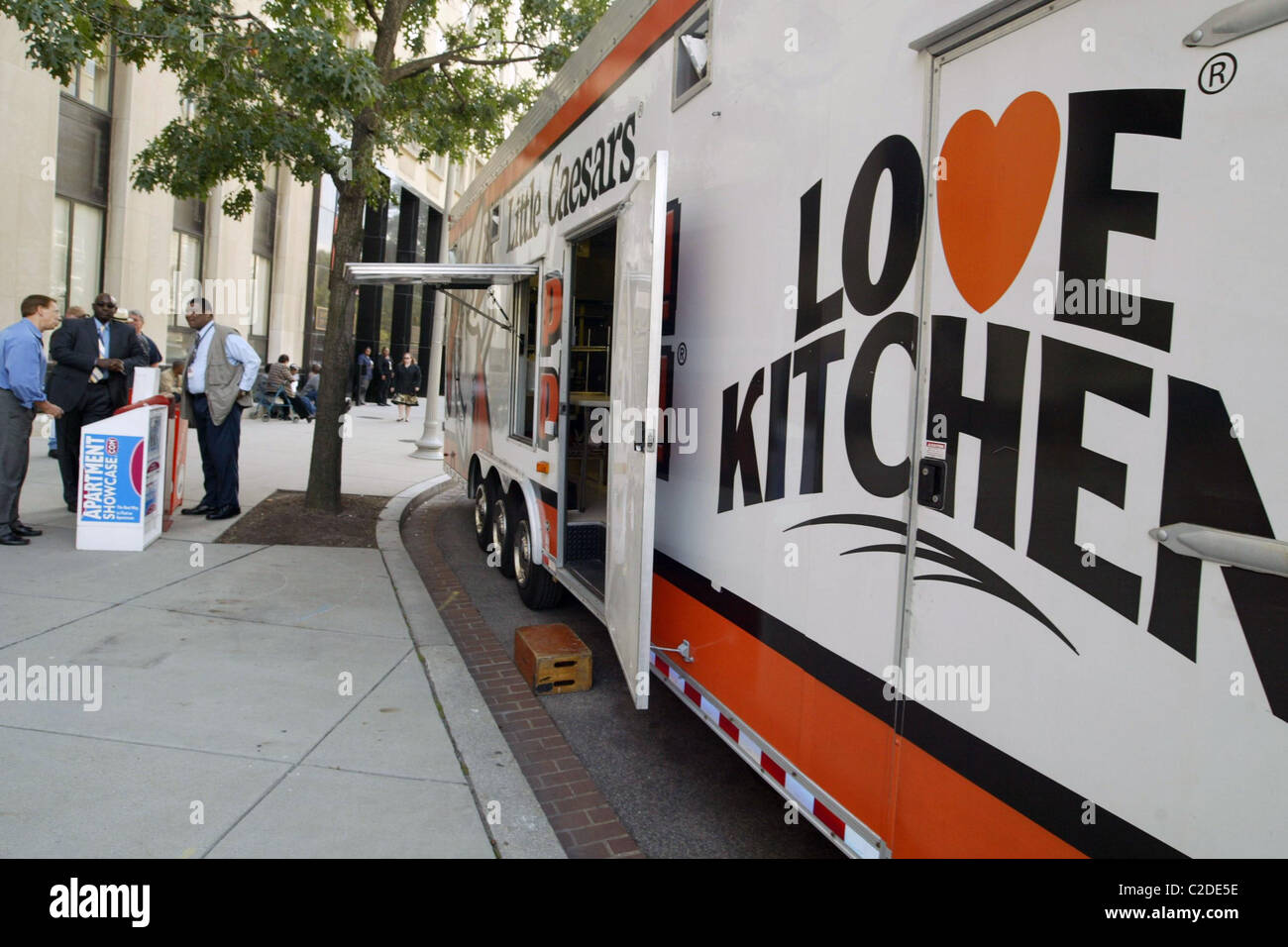 One of Little Caesars' Love Kitchen parked outside the US Department of ...