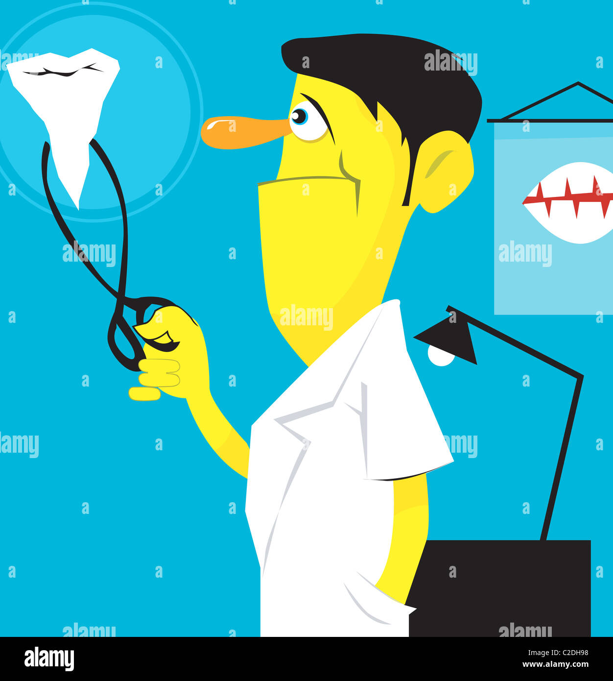 Illustration of doctor testing teeth with stethoscope Stock Photo - Alamy