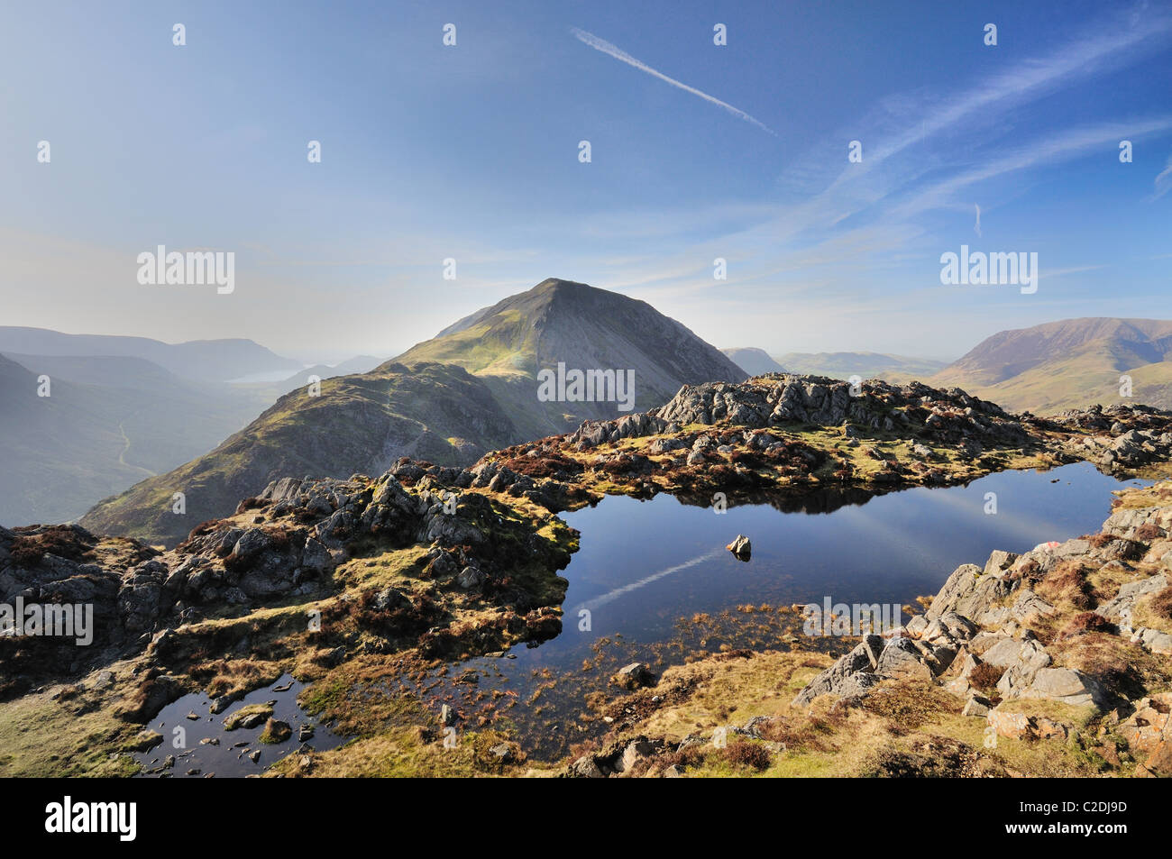 THe summit of Haystacks on a clear sunny blue sky day in the English ...