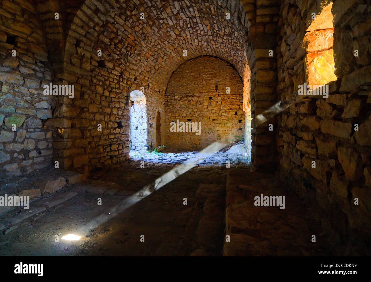 Hallway of old abandoned monastery in Greece Stock Photo - Alamy