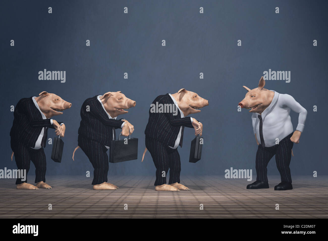 pig boss and loser team Stock Photo - Alamy