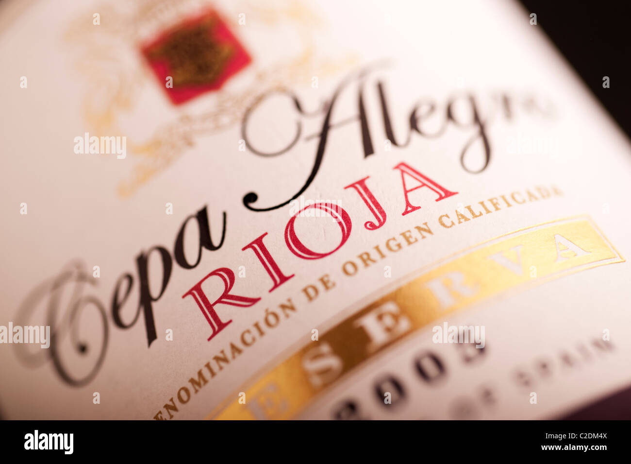 Rioja wine bottle label Stock Photo - Alamy