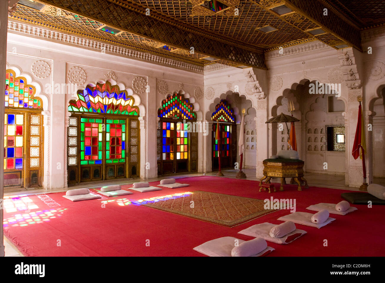 Inside the Moti Mahal, in the 15th century Mehrangarh Fort towers above ...