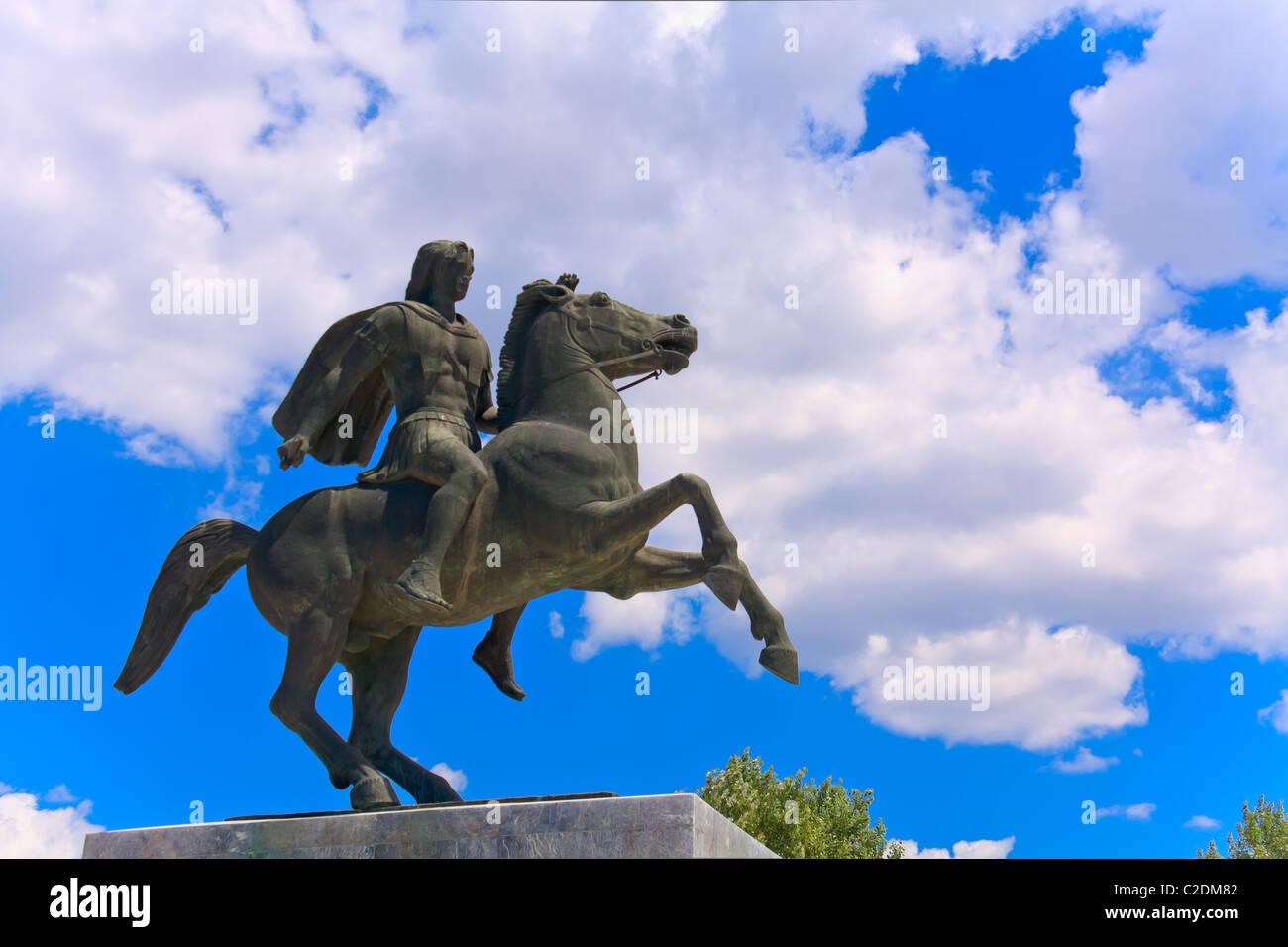 Alexander The Great statue against blue sky and clouds Stock Photo - Alamy