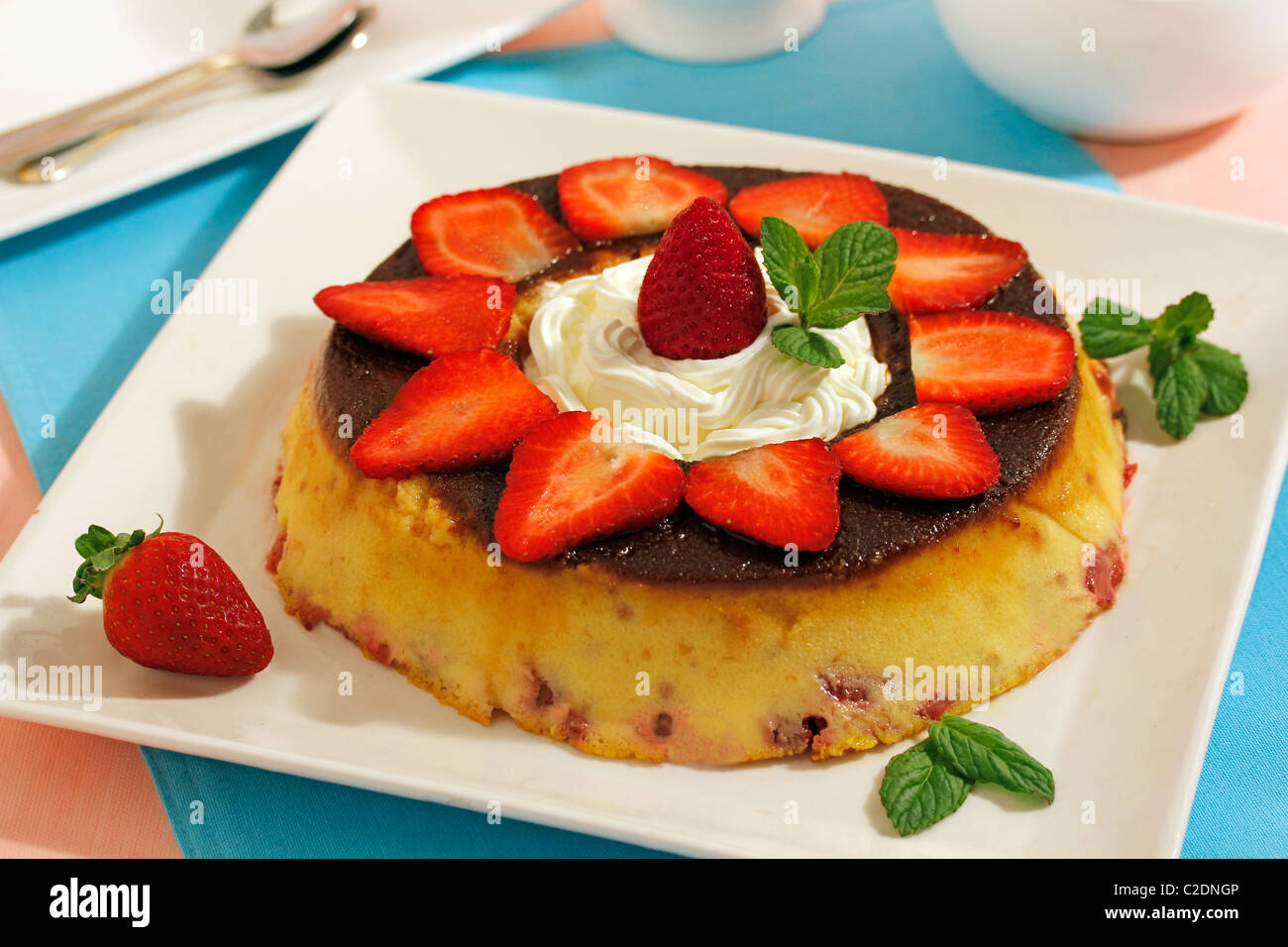 Strawberry pudding. Recipe available Stock Photo - Alamy