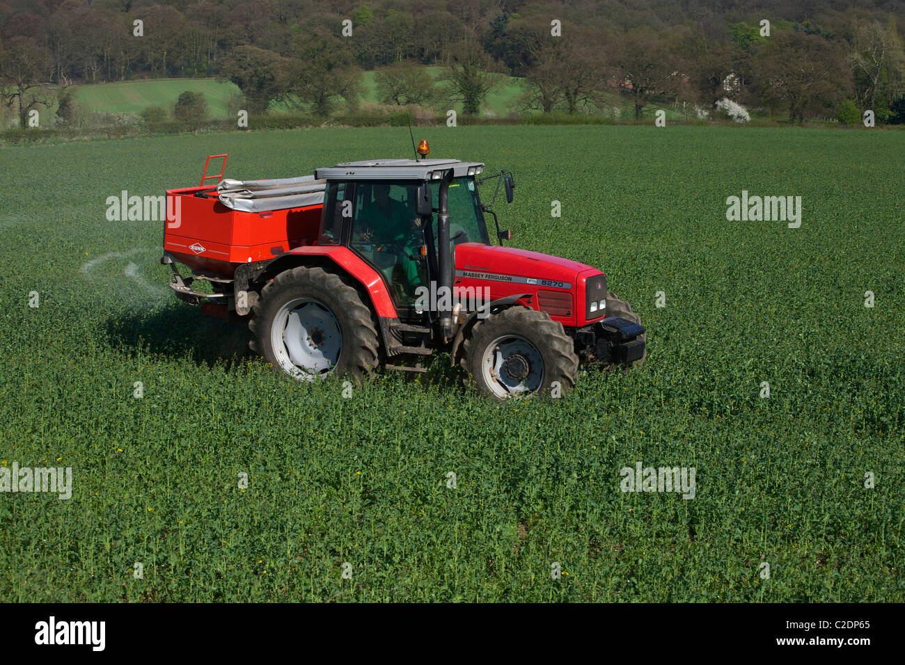 Massey Ferguson 6270 4X4 Tractor spreading fertiliser Stock Photo - Alamy