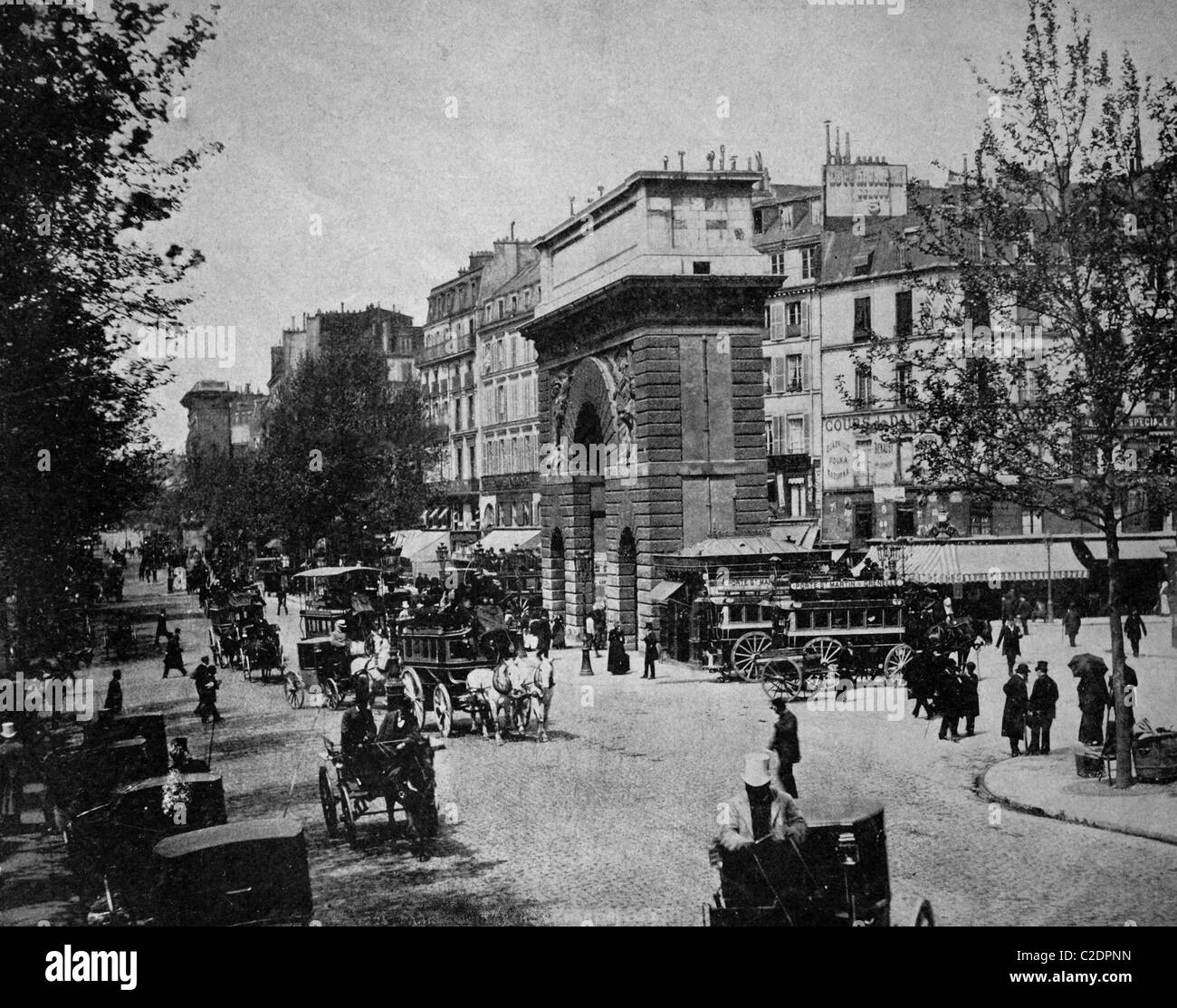 One of the first autotype prints, Porte Saint Martin monument, historic ...