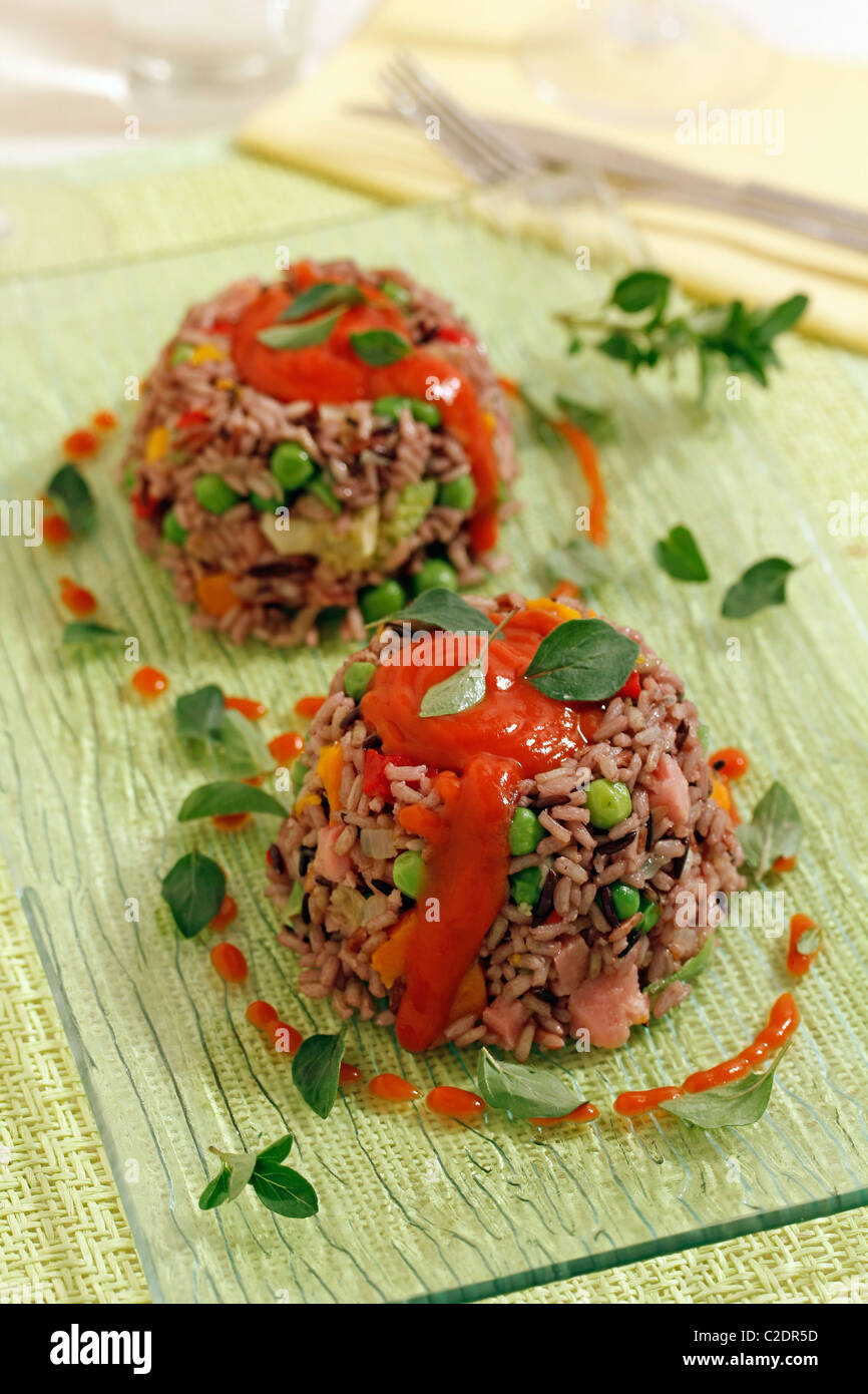 Three rices with vegetables. Recipe available Stock Photo - Alamy