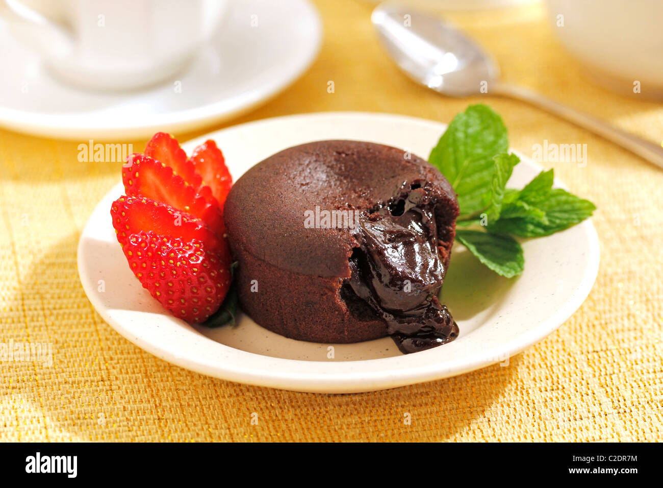 Coulant of chocolate. Recipe available Stock Photo - Alamy
